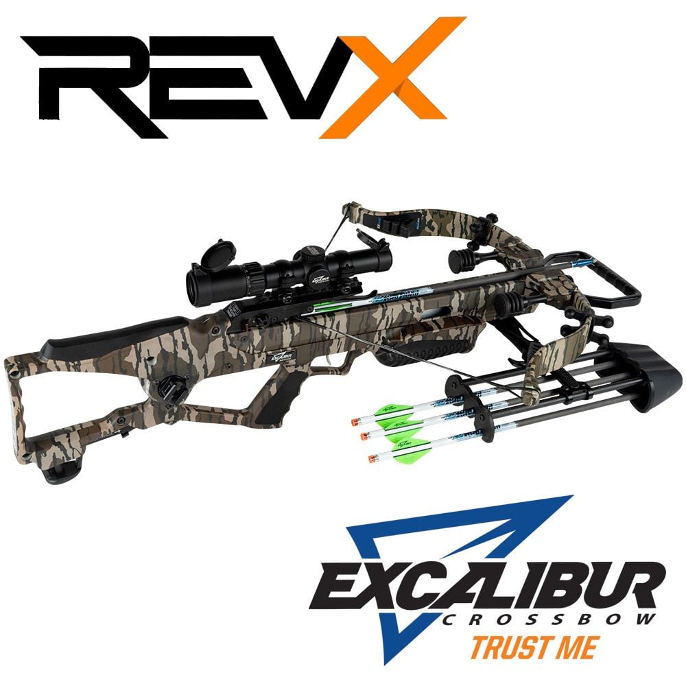 Arbalète Excalibur RevX – 400 FPS, Système ChargerX, Mossy Oak Bottomland | Londero Sports