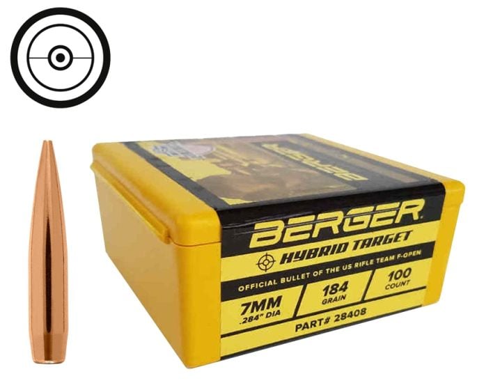 Berger Bullets F-Open Hybrid Target 7 mm 184 gr Bullets | Londero Sports